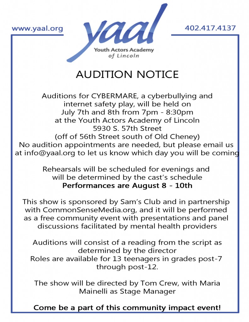 Cybermare-audition-notice – Youth Actors Academy of Lincoln